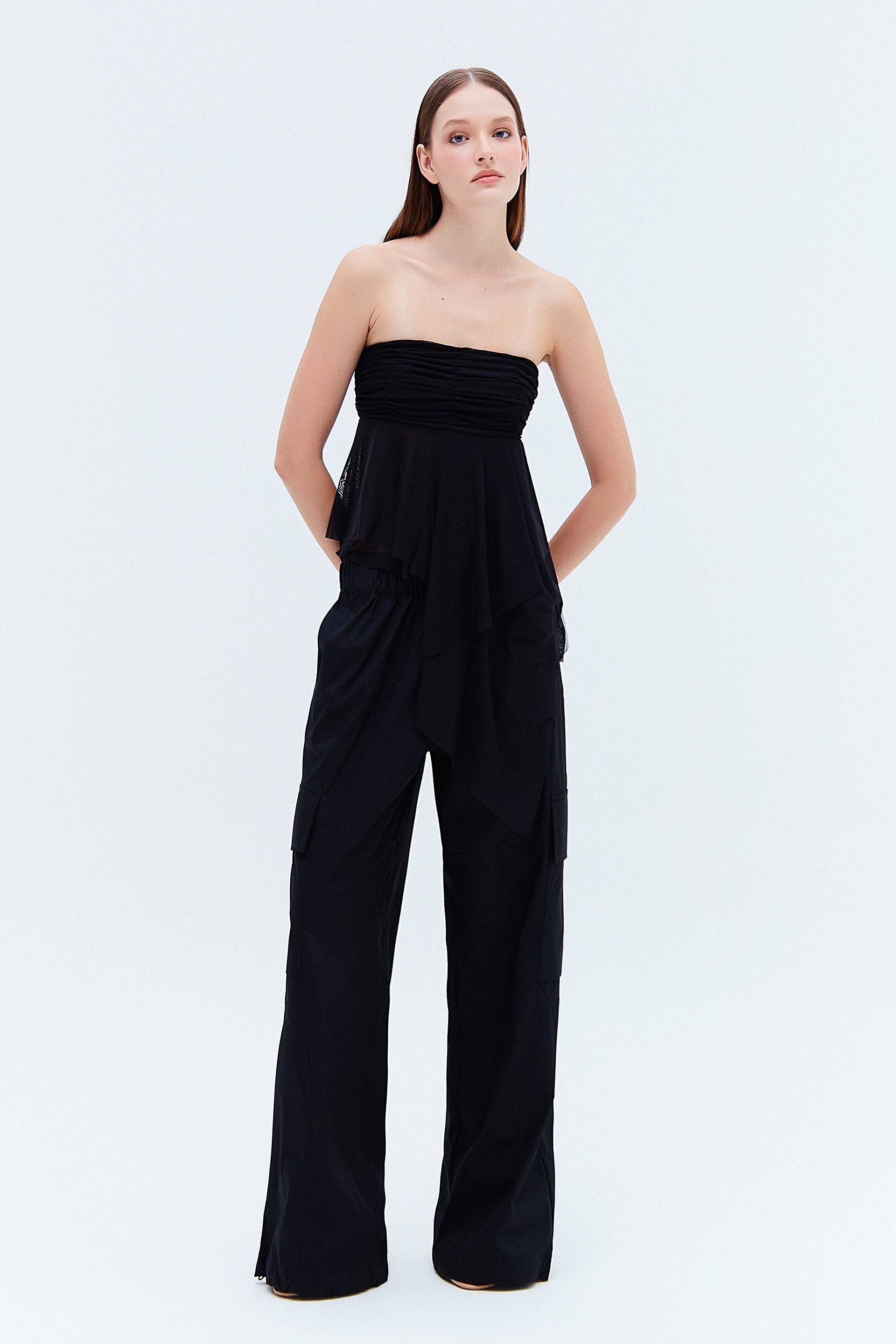 CALÇA CARGO ELÁSTICO CINTURA TRICOLINE PRETA – TIG STORE