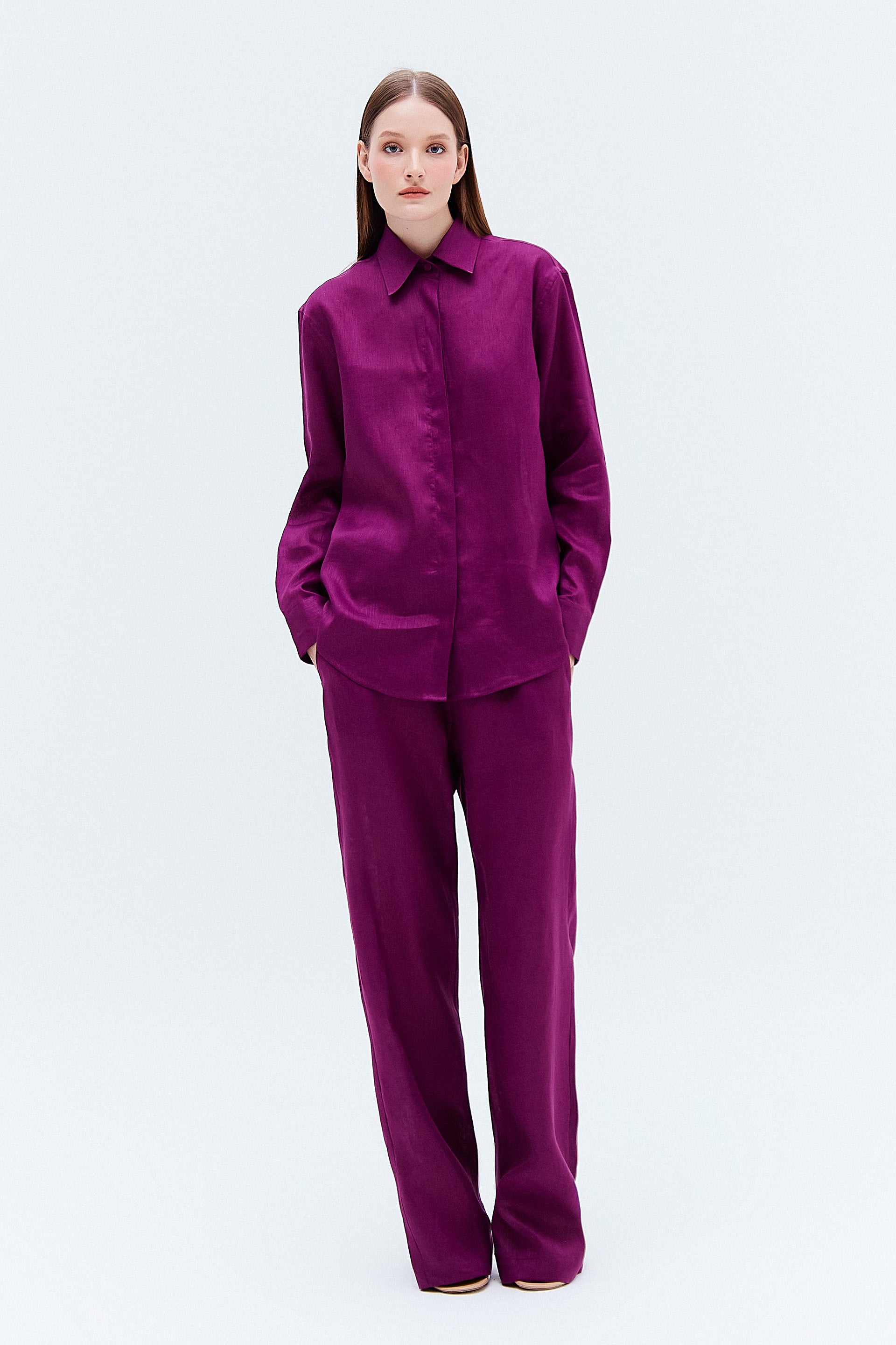 CAMISA CAMBRAIA DE LINHO ROXA – TIG STORE